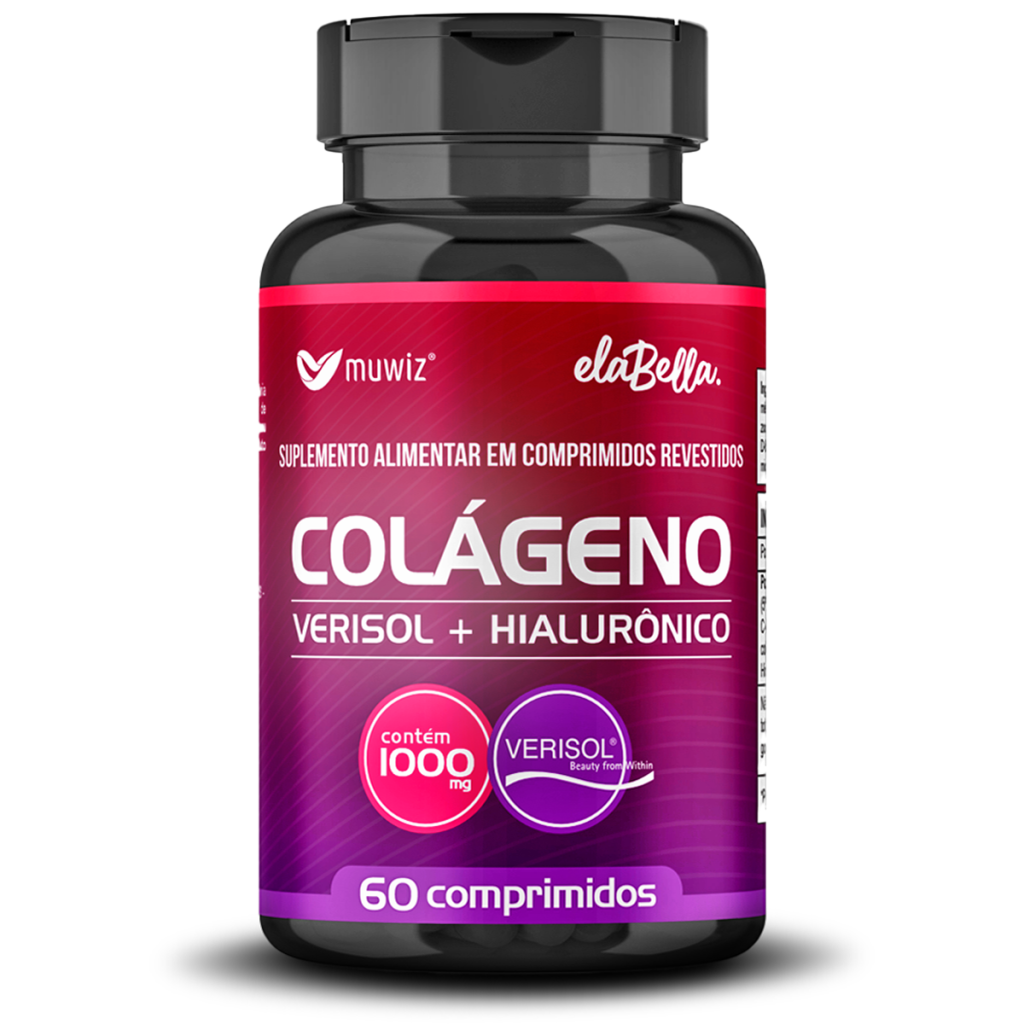 Colágeno Hidrolisado Verisol + Hialurônico Muwiz 60 cápsulas / 1000mg ...